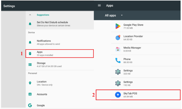 Force Stop Application on SkyTab POS – Shift4 Knowledge