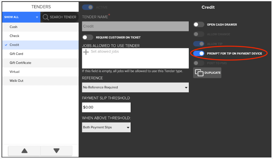 Enable Tip Prompt Per Payment Device for SkyTab Glass – Shift4 Knowledge