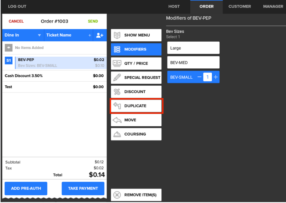 Duplicate an Item During Order Entry on SkyTab POS – Shift4 Knowledge