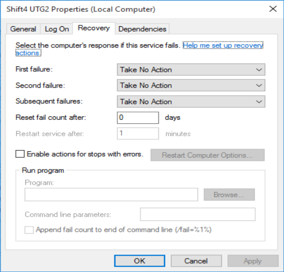 Enable Windows Service Recovery Options on Universal Transaction ...