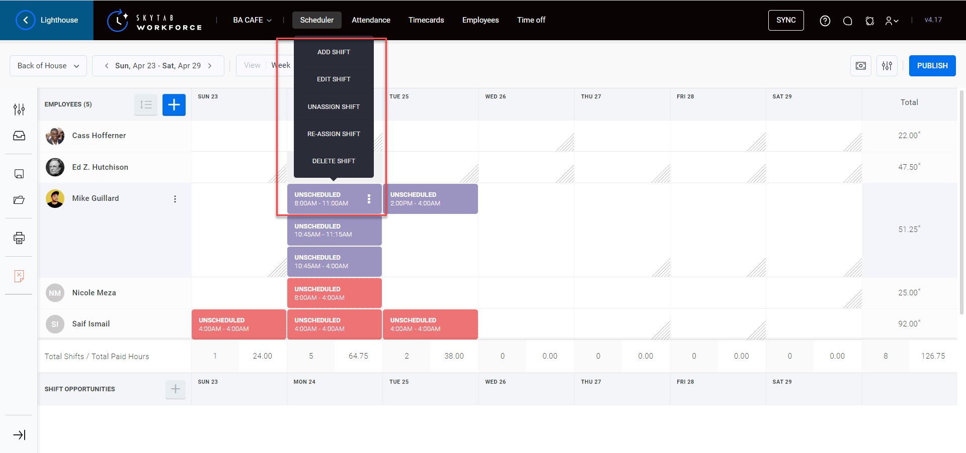 Manage Shifts in SkyTab Workforce – Shift4 Knowledge