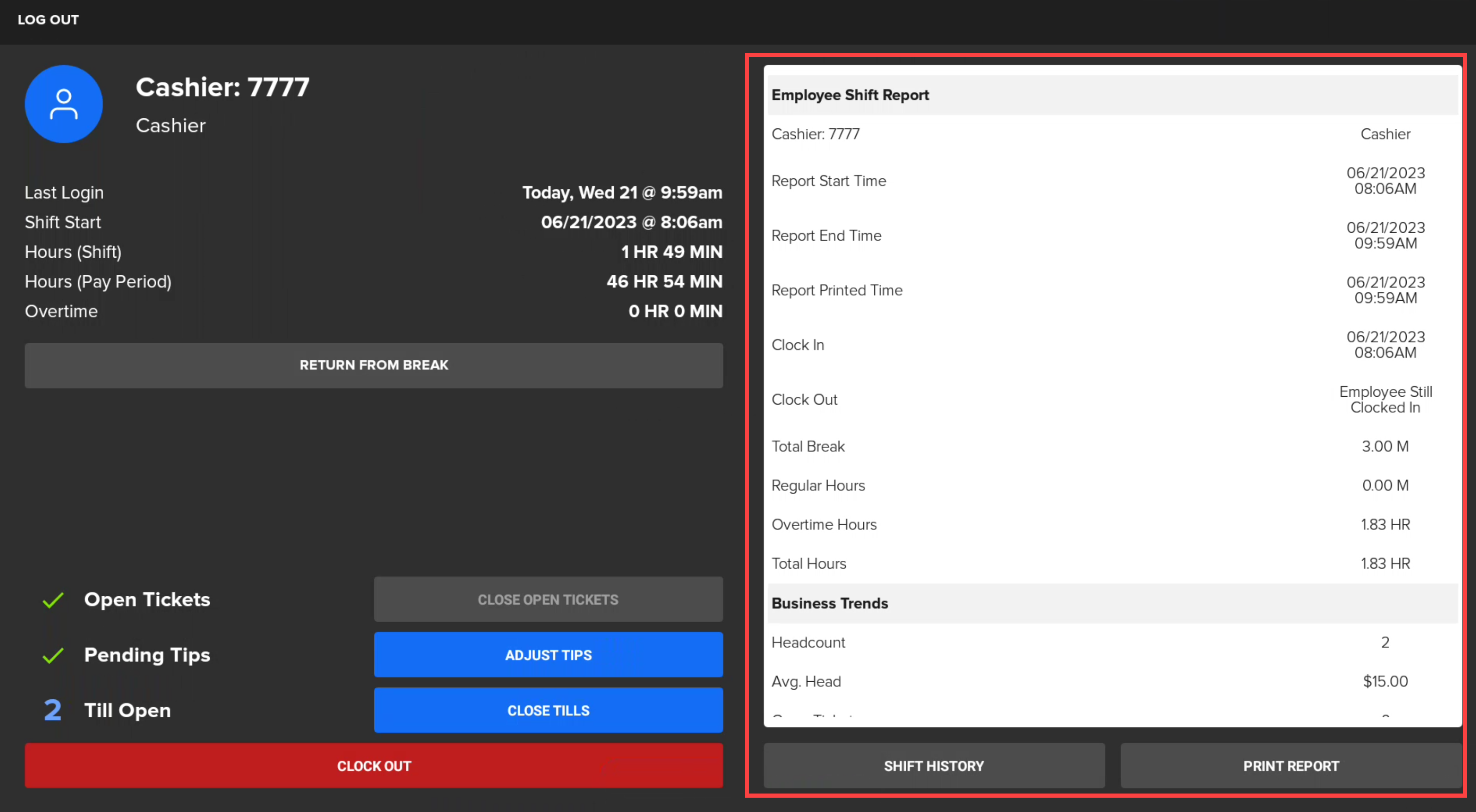 View and Print the Employee Shift Report on SkyTab POS – Shift4 Knowledge