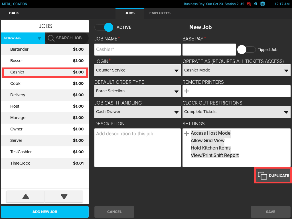 Add a New Job by Duplicating an Existing Job on SkyTab POS – Shift4 ...
