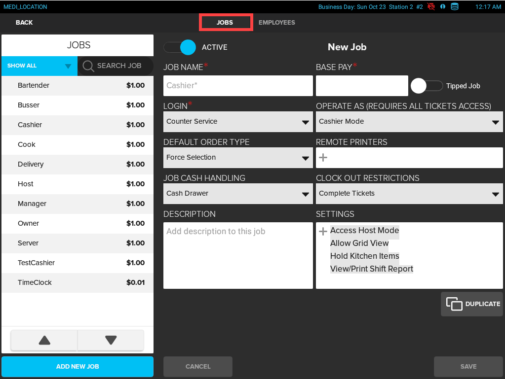 Change Job Permissions/Settings on SkyTab POS – Shift4 Knowledge