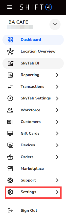 SkyTab Lighthouse Business Manager Profile & Settings – Shift4 Knowledge