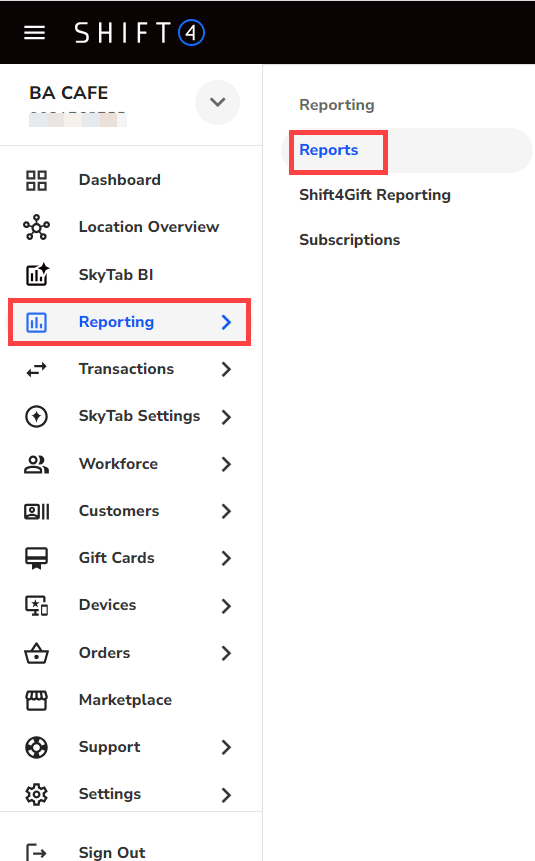 SkyTab Lighthouse Business Manager Reports Overview – Shift4 Knowledge
