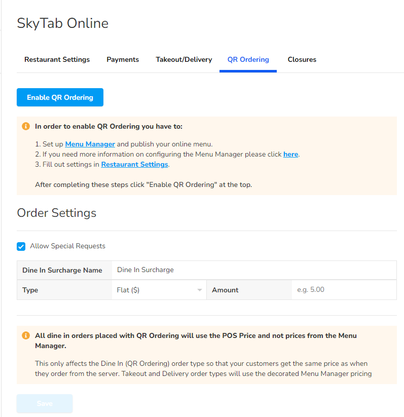 Online Ordering Setup for SkyTab POS – Shift4 Knowledge