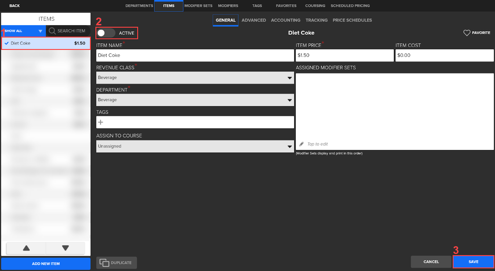 Menu Items on SkyTab POS – Shift4 Knowledge
