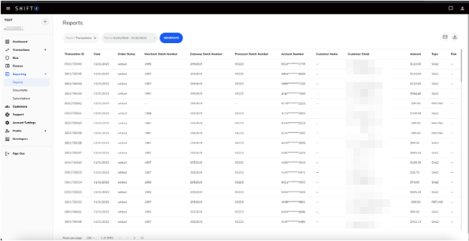 Transactions Report – Shift4 Knowledge