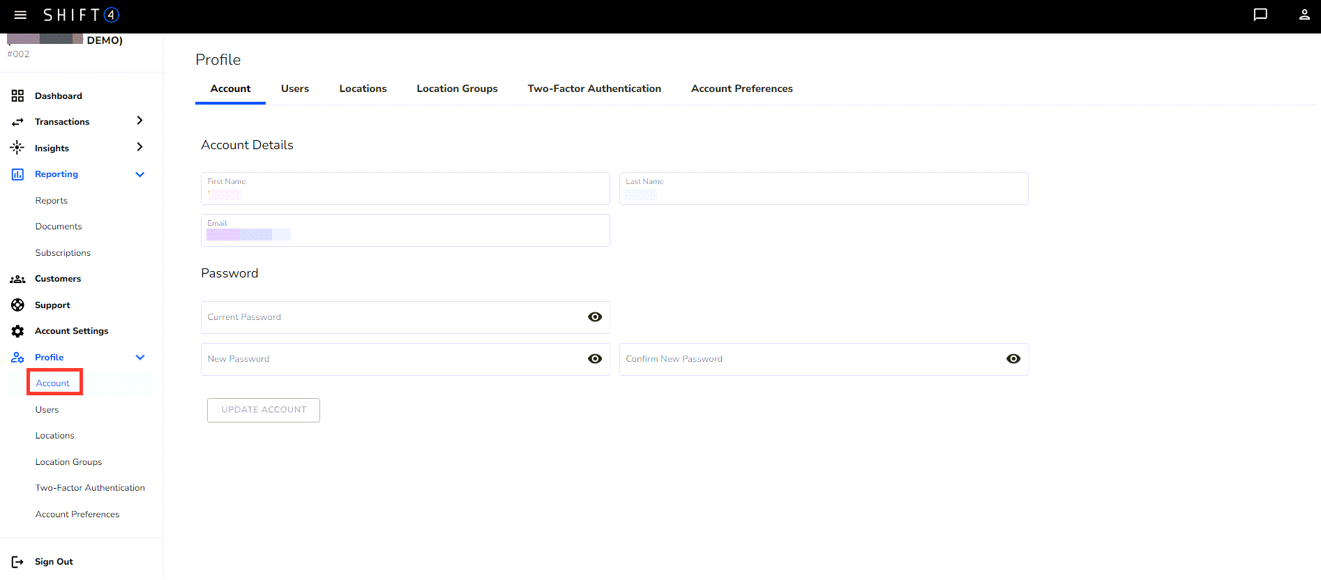 Profile Overview in Lighthouse Business Manager – Shift4 Knowledge