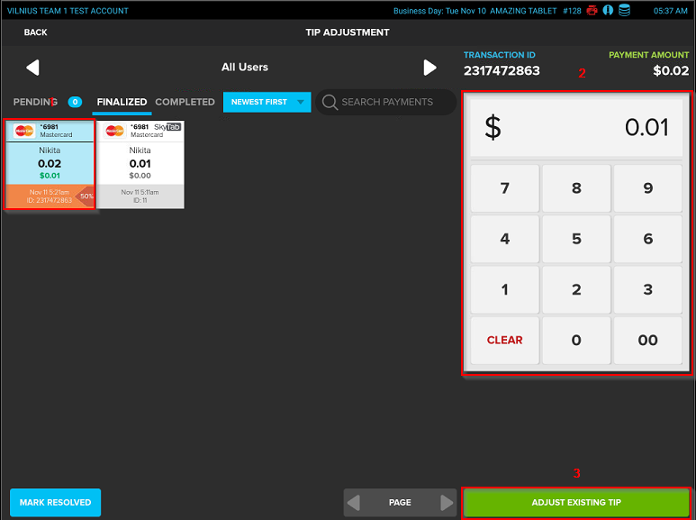 Adjust Tips on SkyTab POS – Shift4 Knowledge