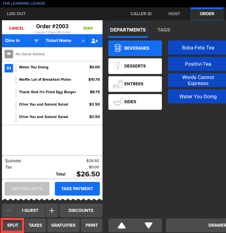 Split a Ticket (Check) on SkyTab POS – Shift4 Knowledge