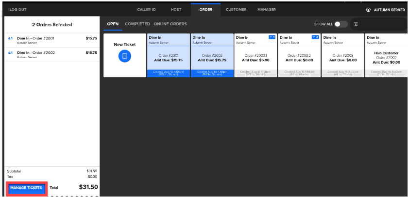 Combine Tickets on SkyTab POS – Shift4 Knowledge