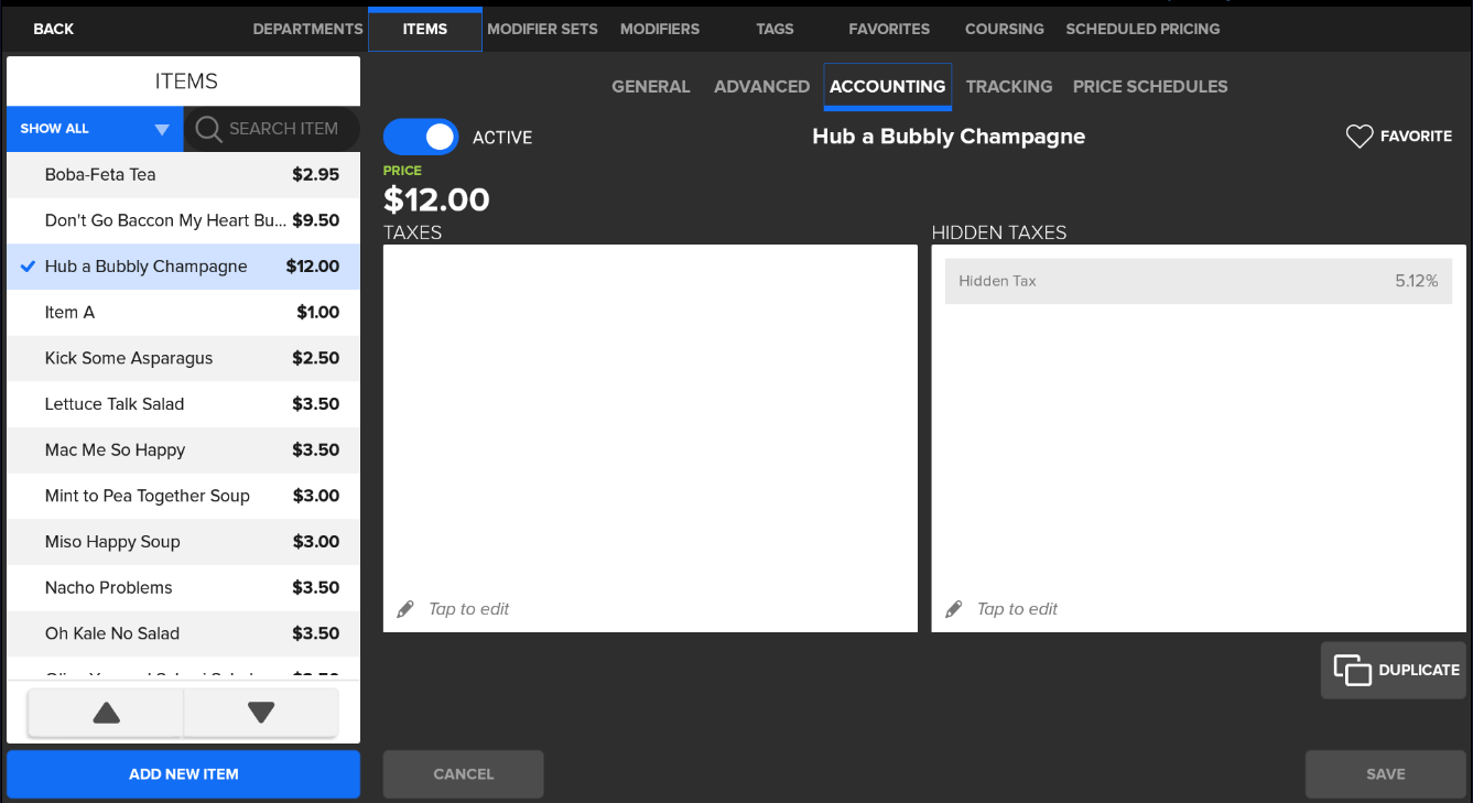 Menu Items on SkyTab POS – Shift4 Knowledge