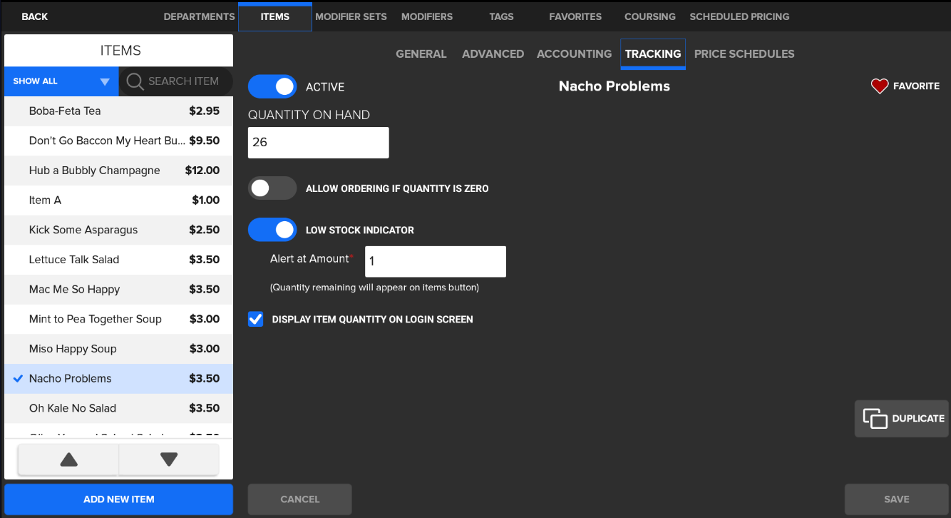 Menu Items on SkyTab POS – Shift4 Knowledge