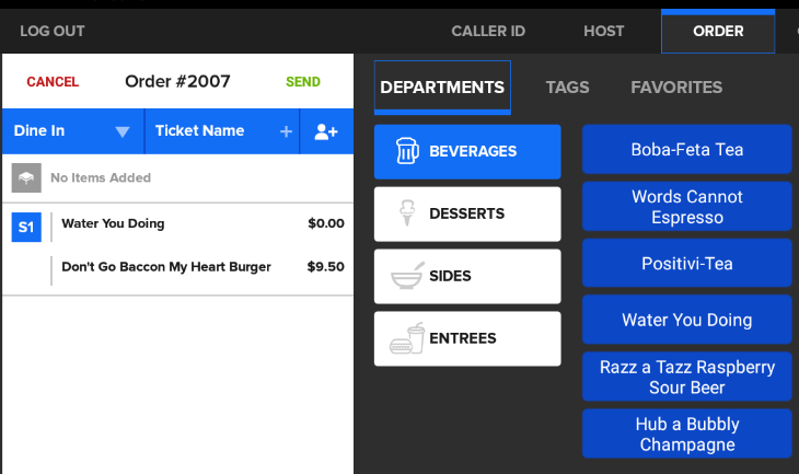 Order Entry Screen Views on SkyTab POS – Shift4 Knowledge