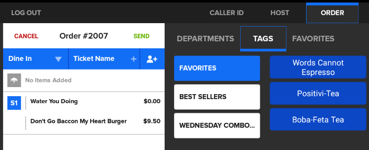 Order Entry Screen Views on SkyTab POS – Shift4 Knowledge
