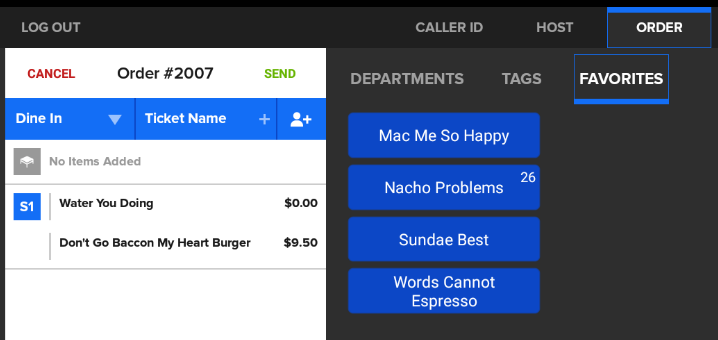 Order Entry Screen Views on SkyTab POS – Shift4 Knowledge