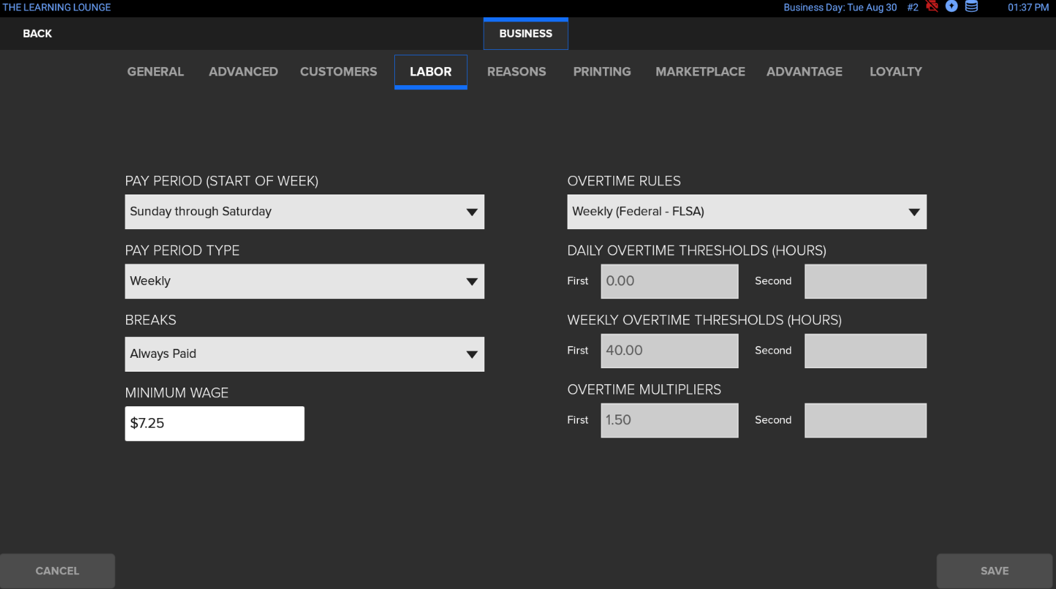 Labor & Time Clock Settings for SkyTab POS – Shift4 Knowledge
